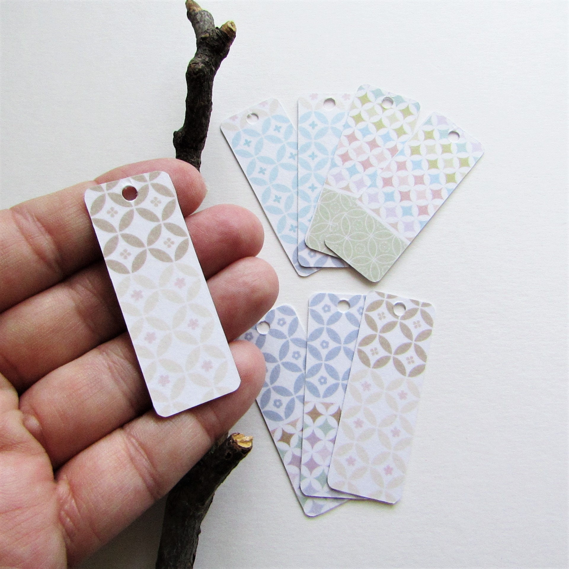 8 Small Gift Tags, Rectangle Tags, All Occasion Tags, Soft Colors in ...