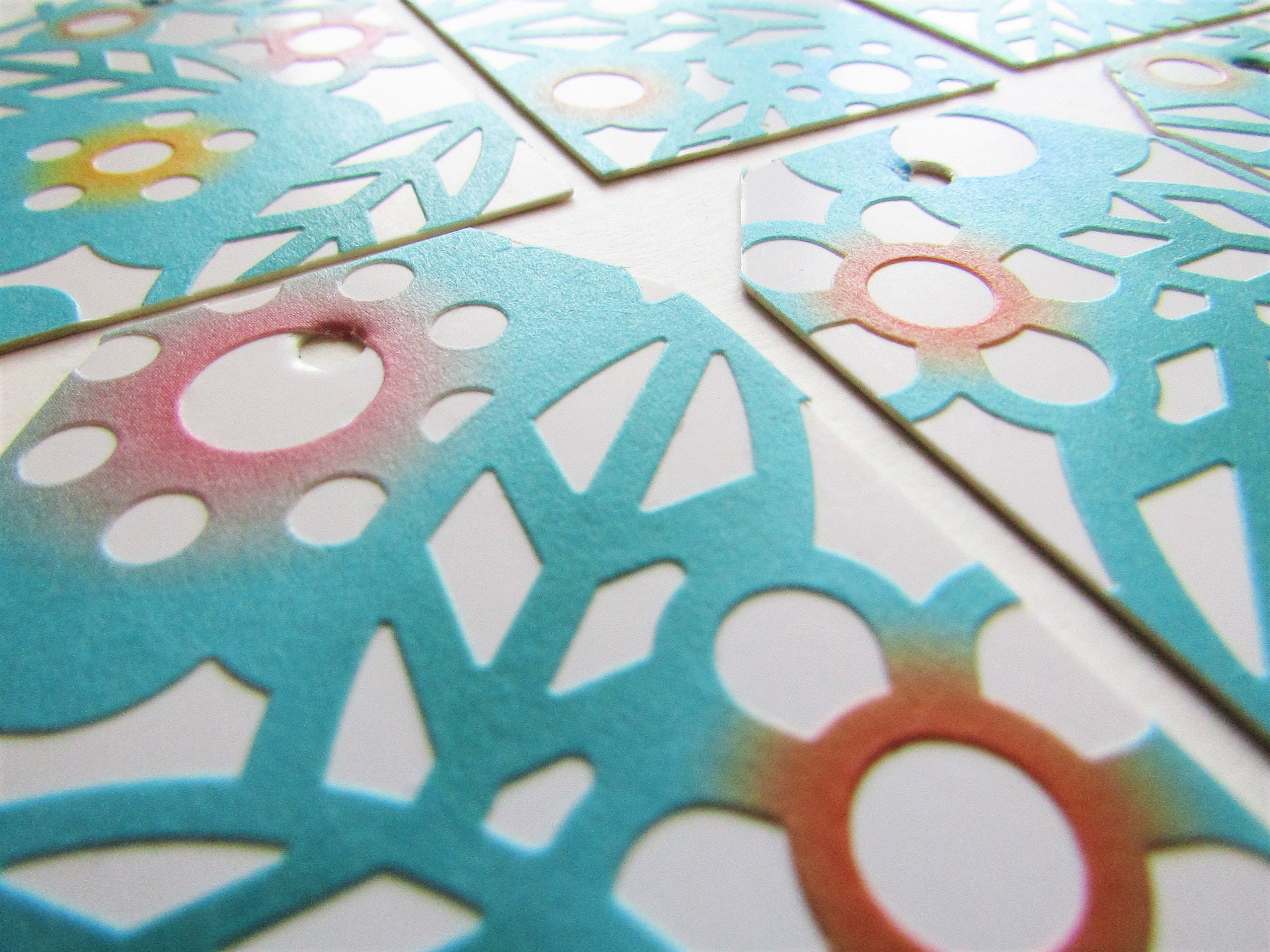 6 Gift Tags, Rectangle Tags, Turquoise Cut Out Tags, Bright Colors With ...