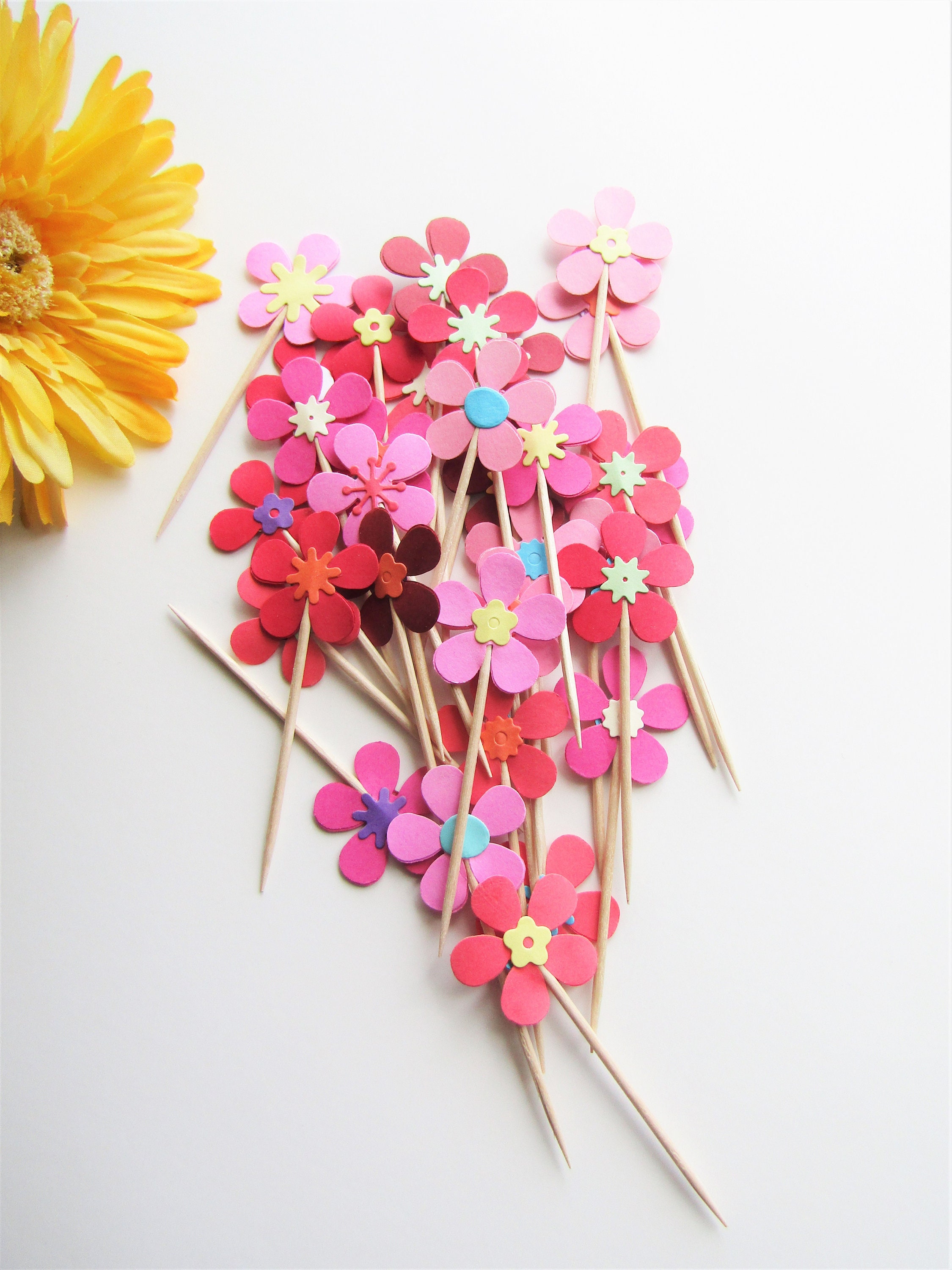 Flower Cupcake Toppers, Flower Toppers, Multicoloured, Spring Cupcake ...