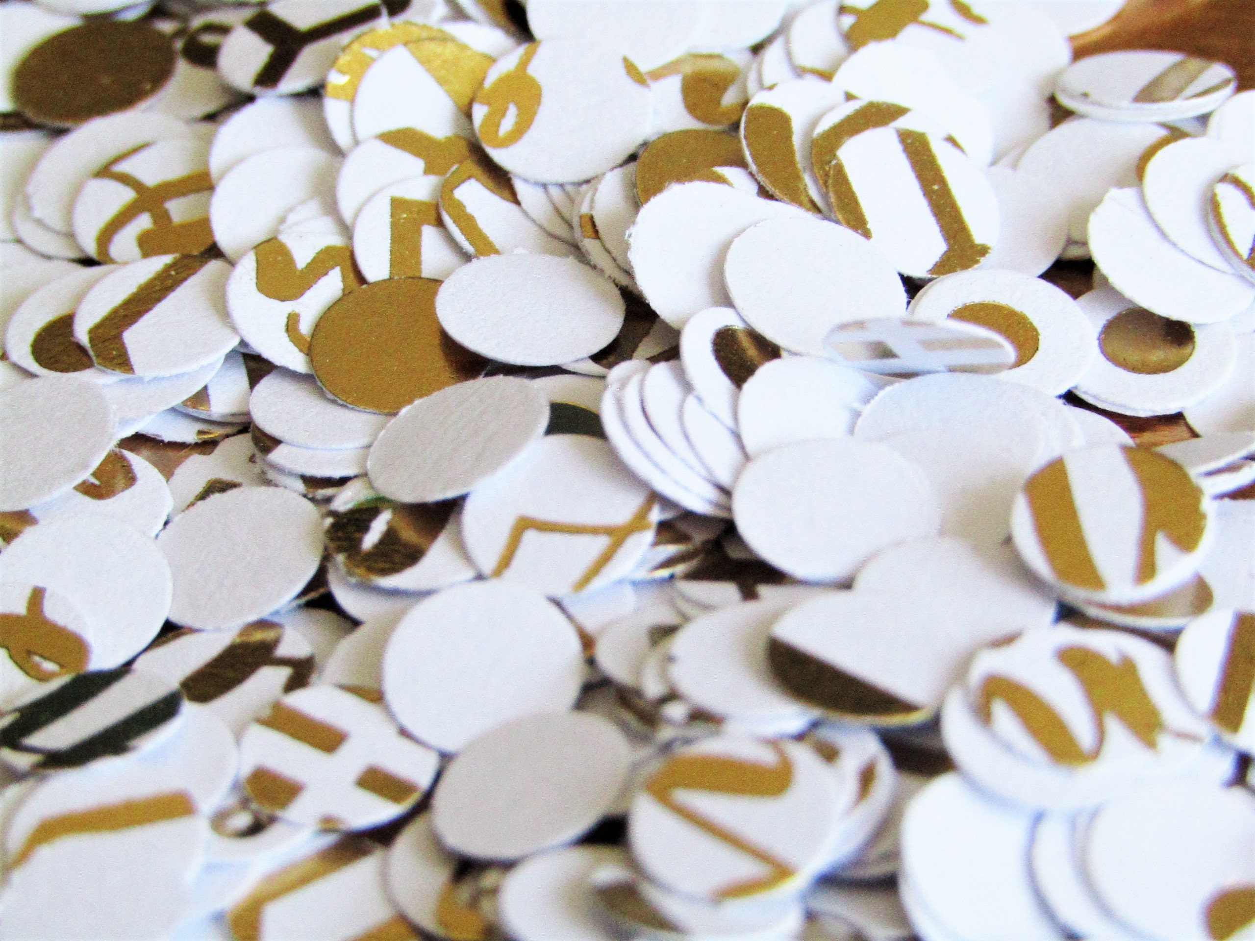 Table Confetti, White and Gold Round Confetti, Bridal Shower Decor ...