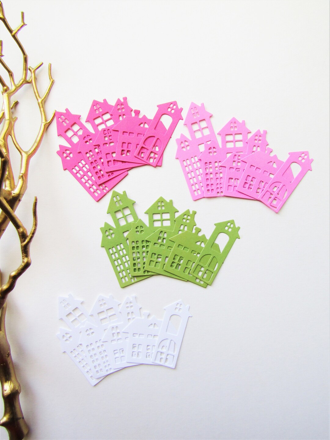 20 House Die Cuts Multicolored Houses Paper Houses Paper - Etsy