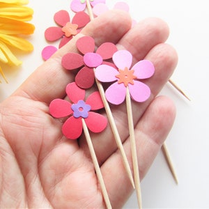 Flower Cupcake Toppers, Flower Toppers, Multicoloured, Spring Cupcake ...