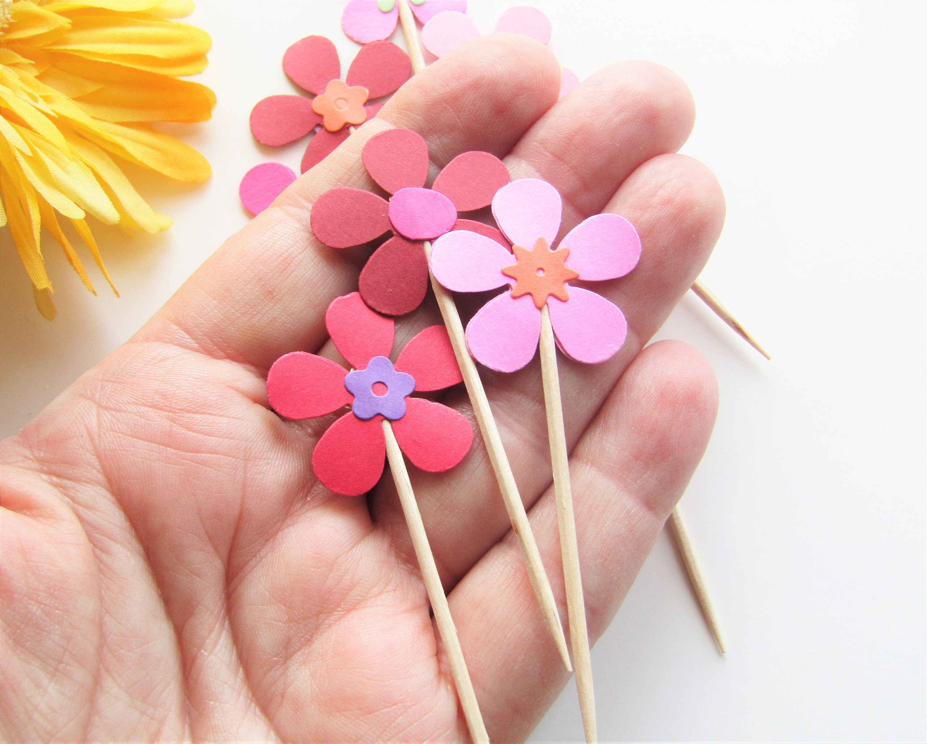 Flower Cupcake Toppers, Flower Toppers, Multicoloured, Spring Cupcake ...