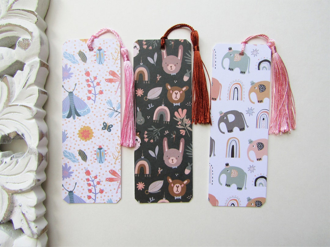 Paper Bookmarks, Animal Bookmarks, Moths Bears and Elephants, Double ...
