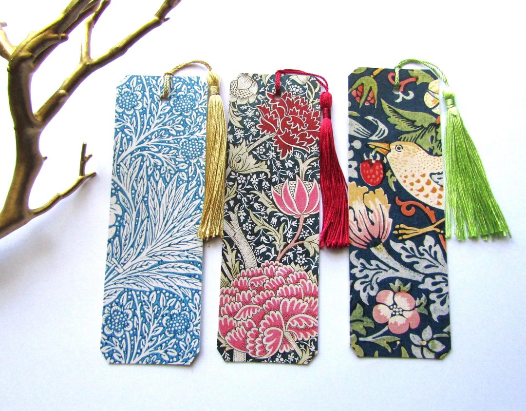 NEW Paper Bookmarks, William Morris, 6 Different Designs, Bird, Flowers ...