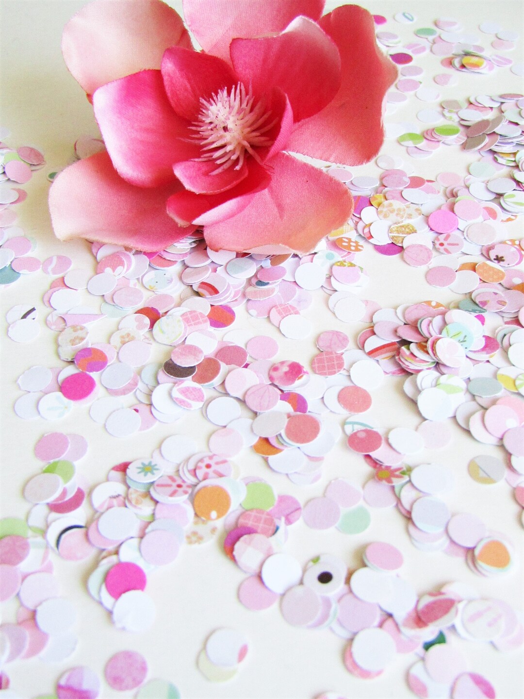 Table Confetti, White and Pink Round Confetti, Bridal Shower Decor ...