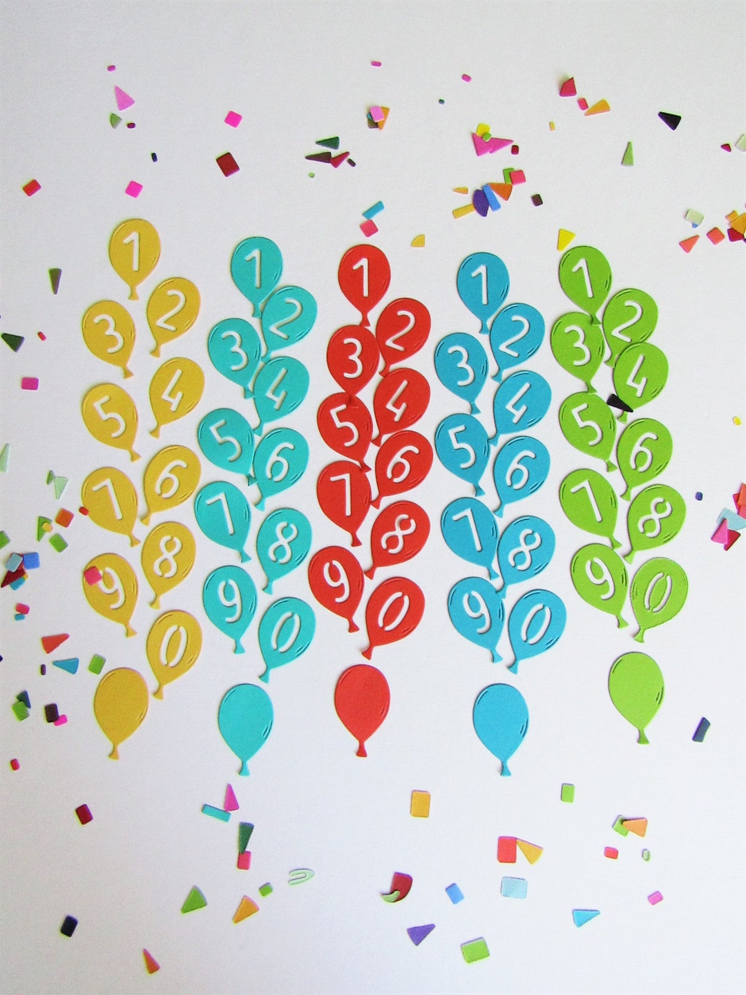 Balloon Die Cuts, Multicolored Paper Balloons, Numbered Balloons ...