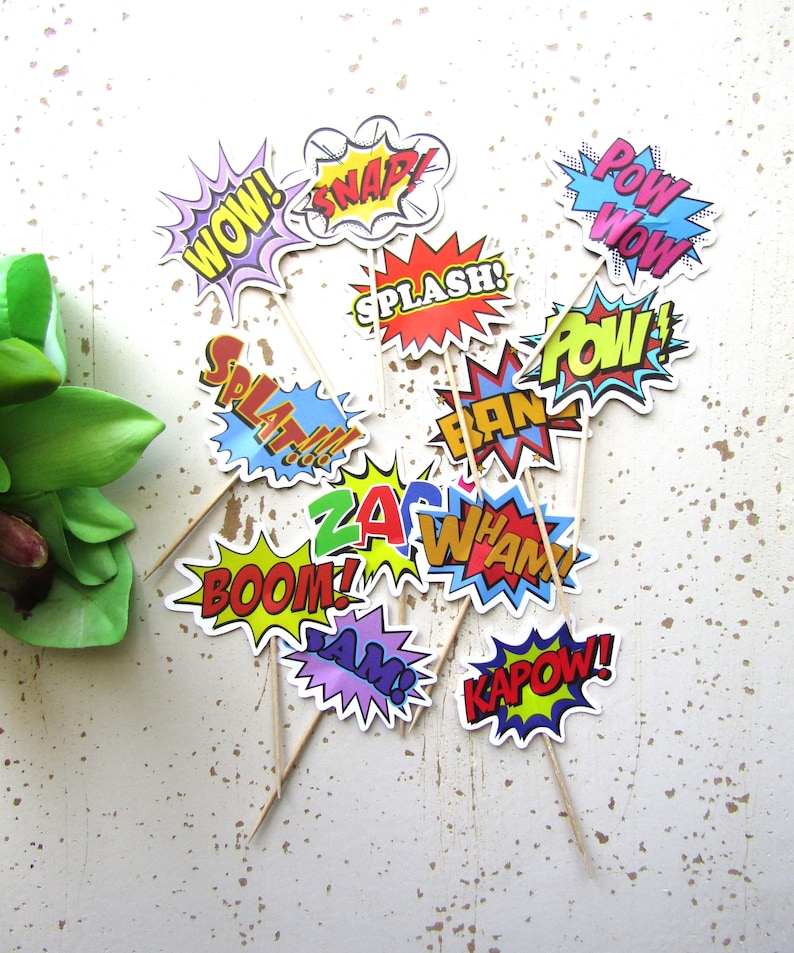 Comic Book Cupcake Toppers, Birthday Party Decorations - Etsy