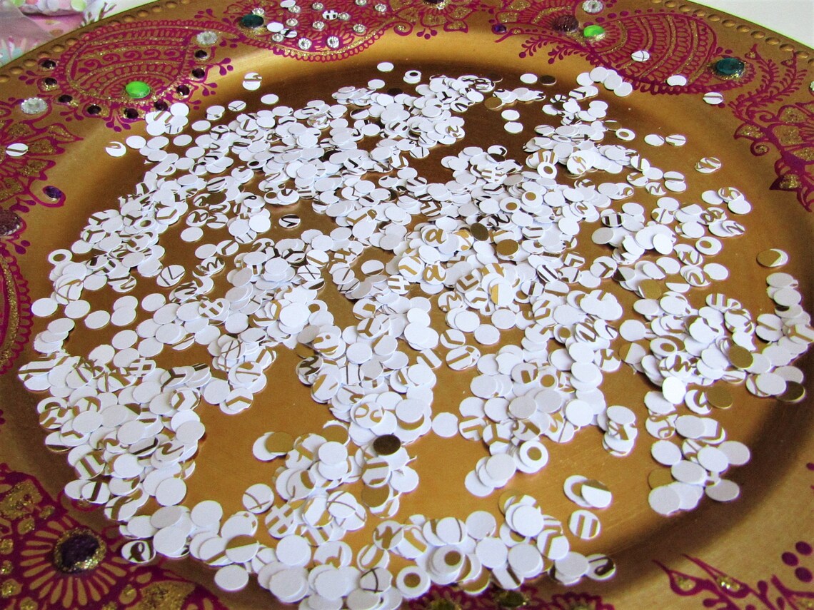 Table Confetti, White and Gold Round Confetti, Bridal Shower Decor ...