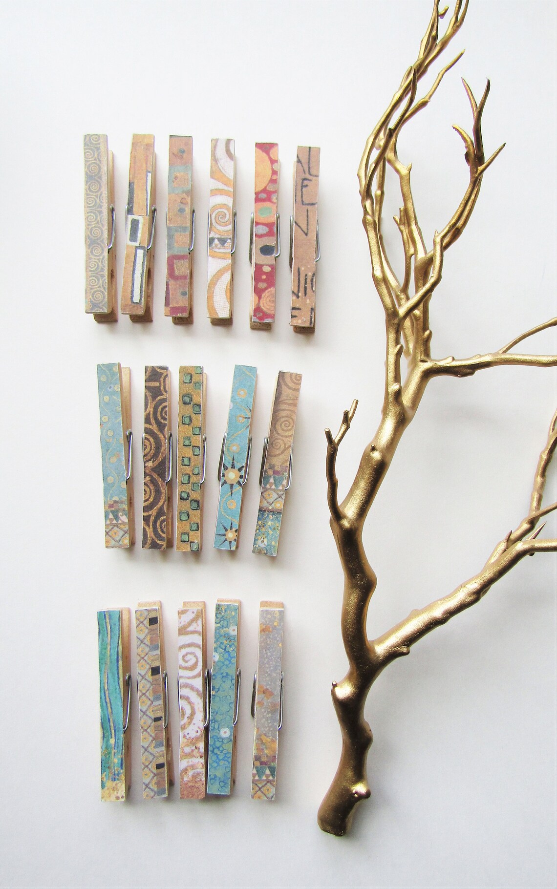 NEW Clothespins, Klimt Art, Handmade, Artist Clothespins, Rustic Style ...