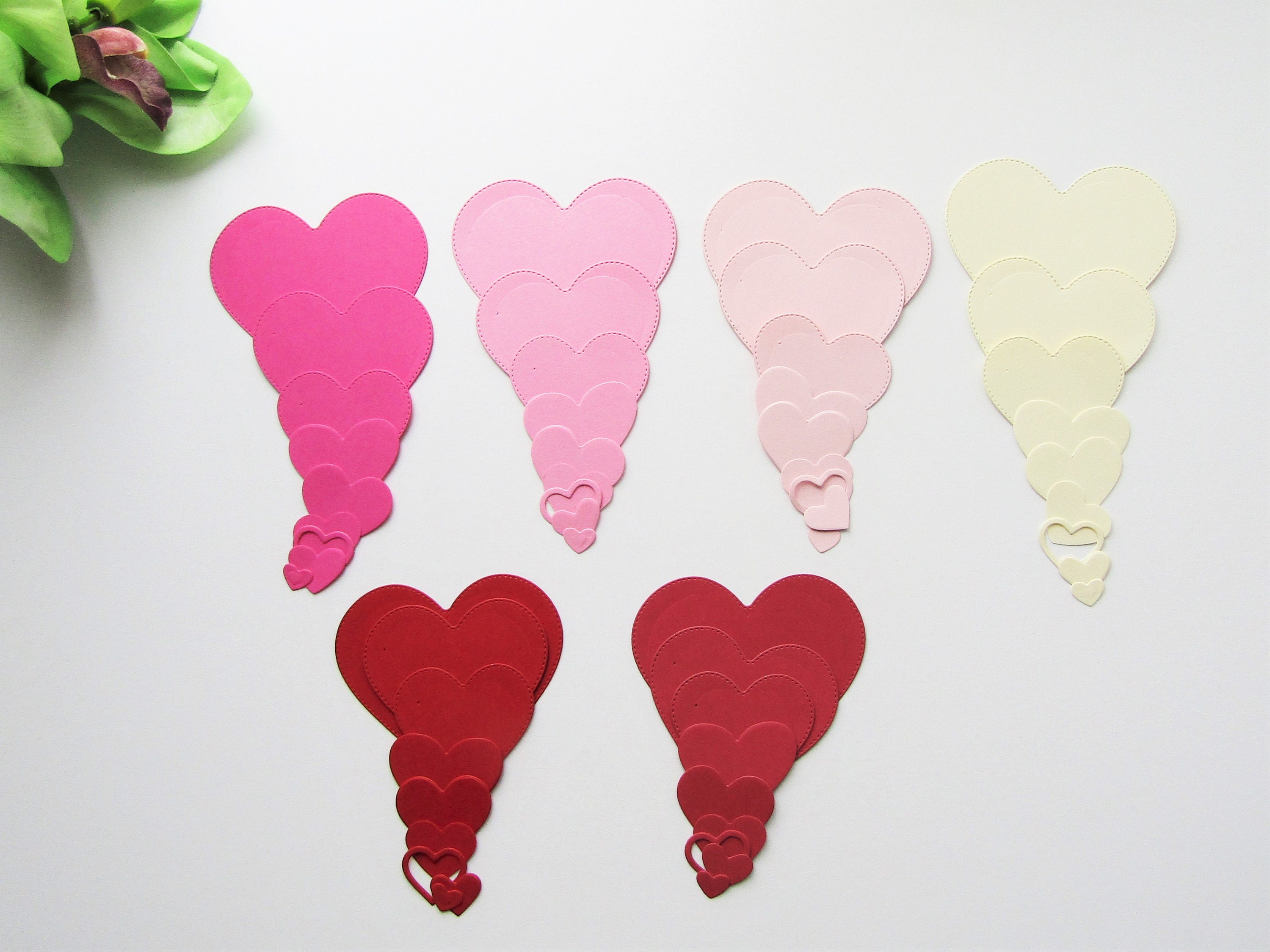 Handmade Paper Heart Die Cuts, Pink to Red Shades, 54 Pieces - Etsy