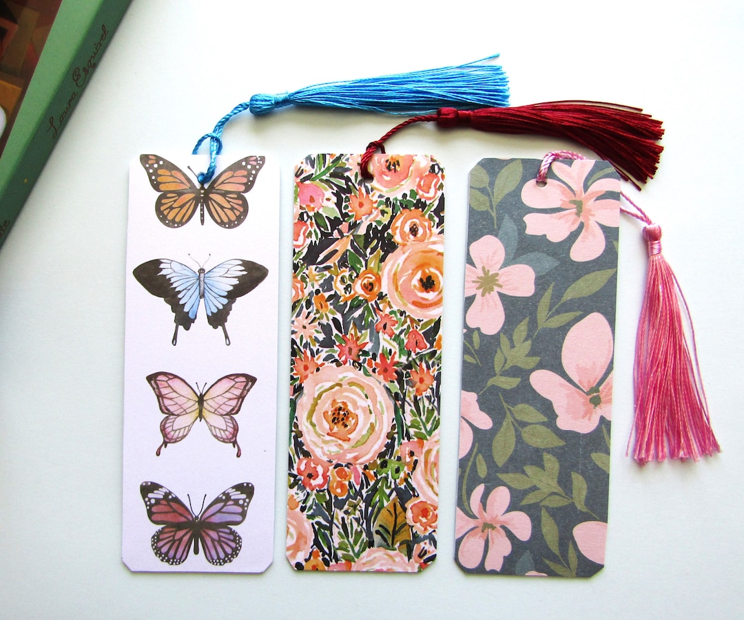 NEW ! Paper Bookmarks, Flowers, Butterflies, Hearts, 6 Designs ...