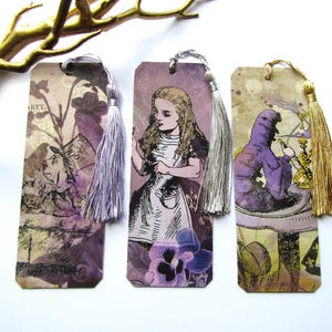 Paper Bookmarks, Alice in Wonderland, Vintage Alice, Purple, Double ...