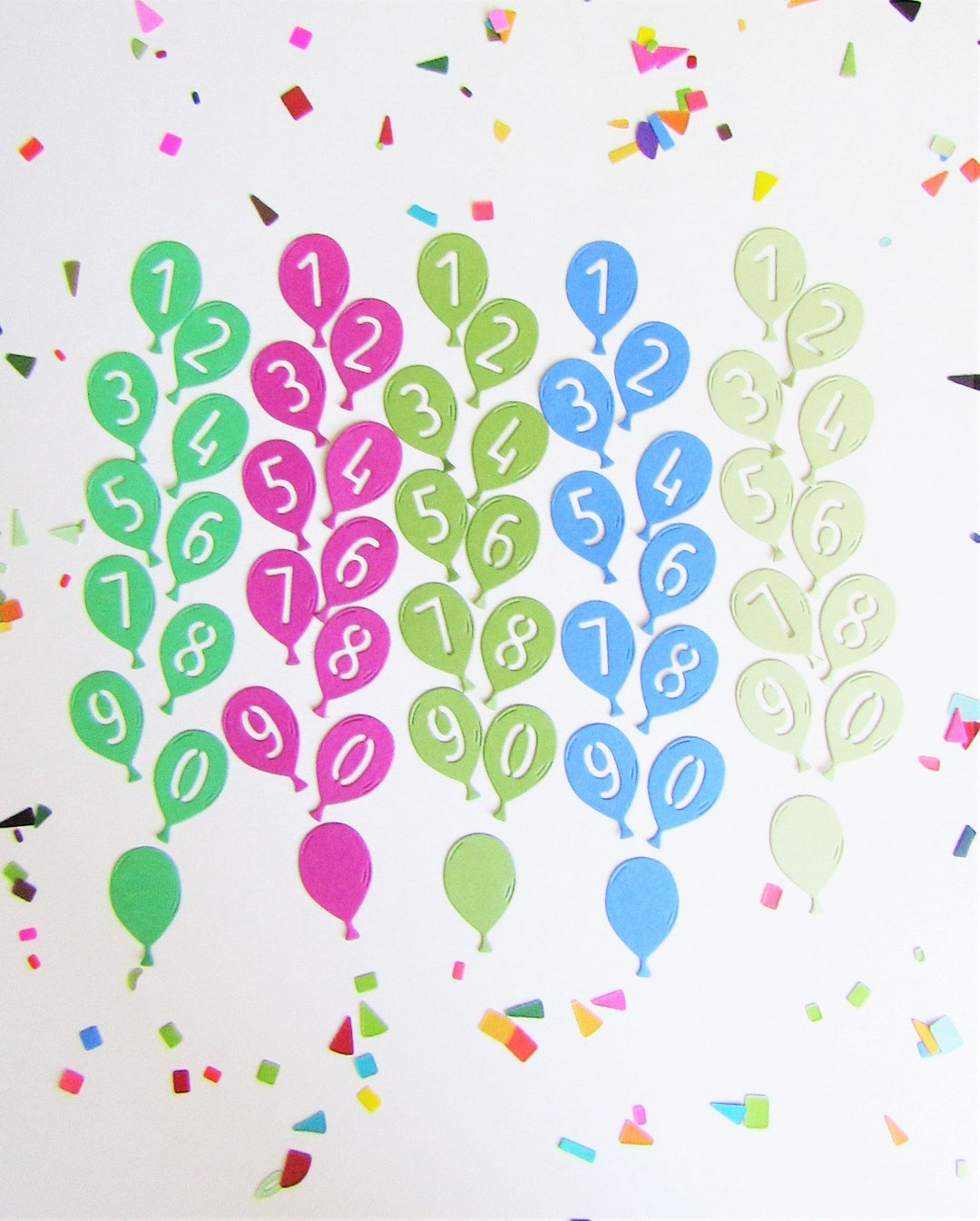Balloon Paper Die Cuts, Multicolored Balloons, Paper Balloons, Numbered ...