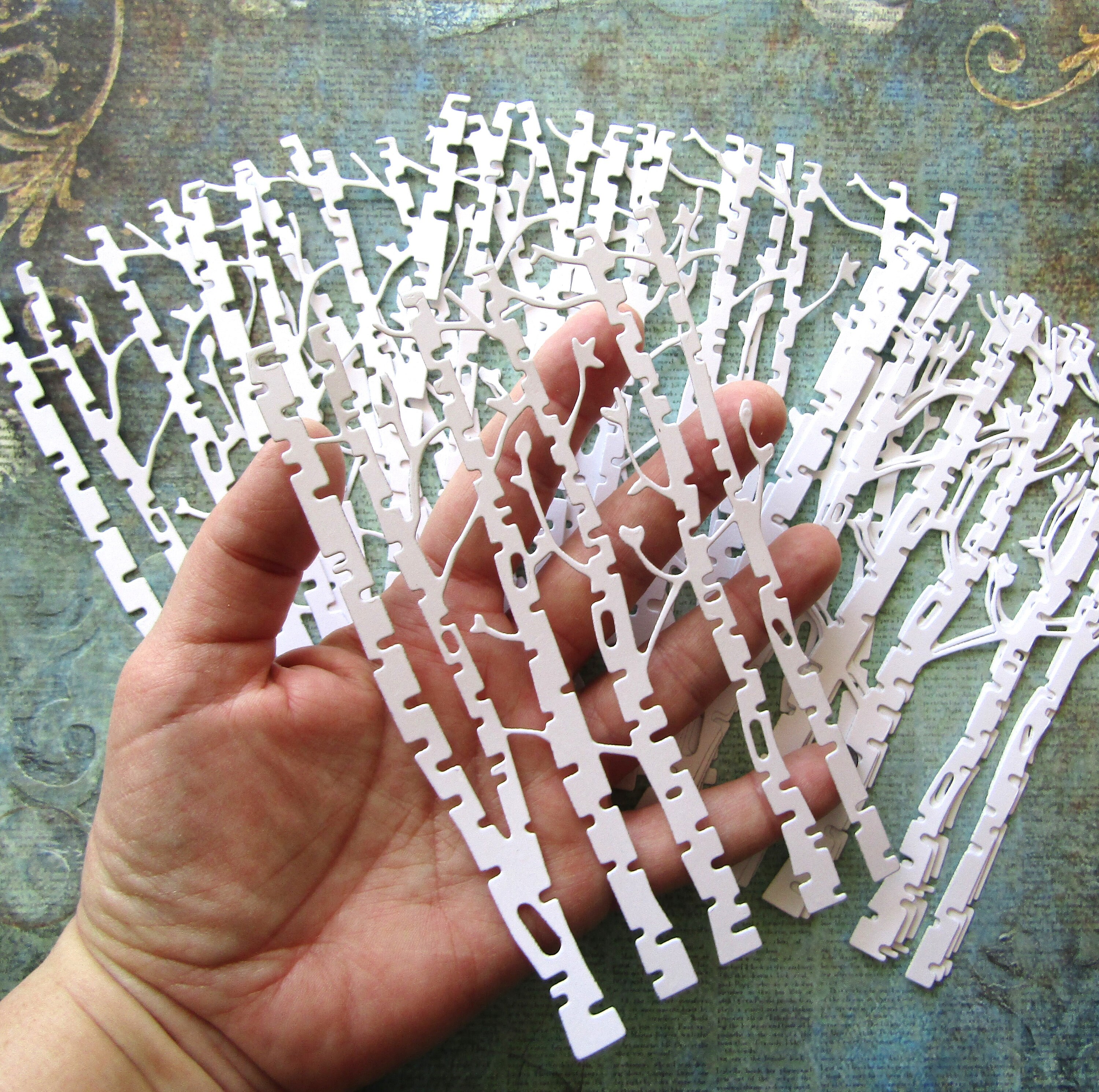 White Trees Paper Die Cuts, White Forest, Birch Trees, Crafting, Card ...