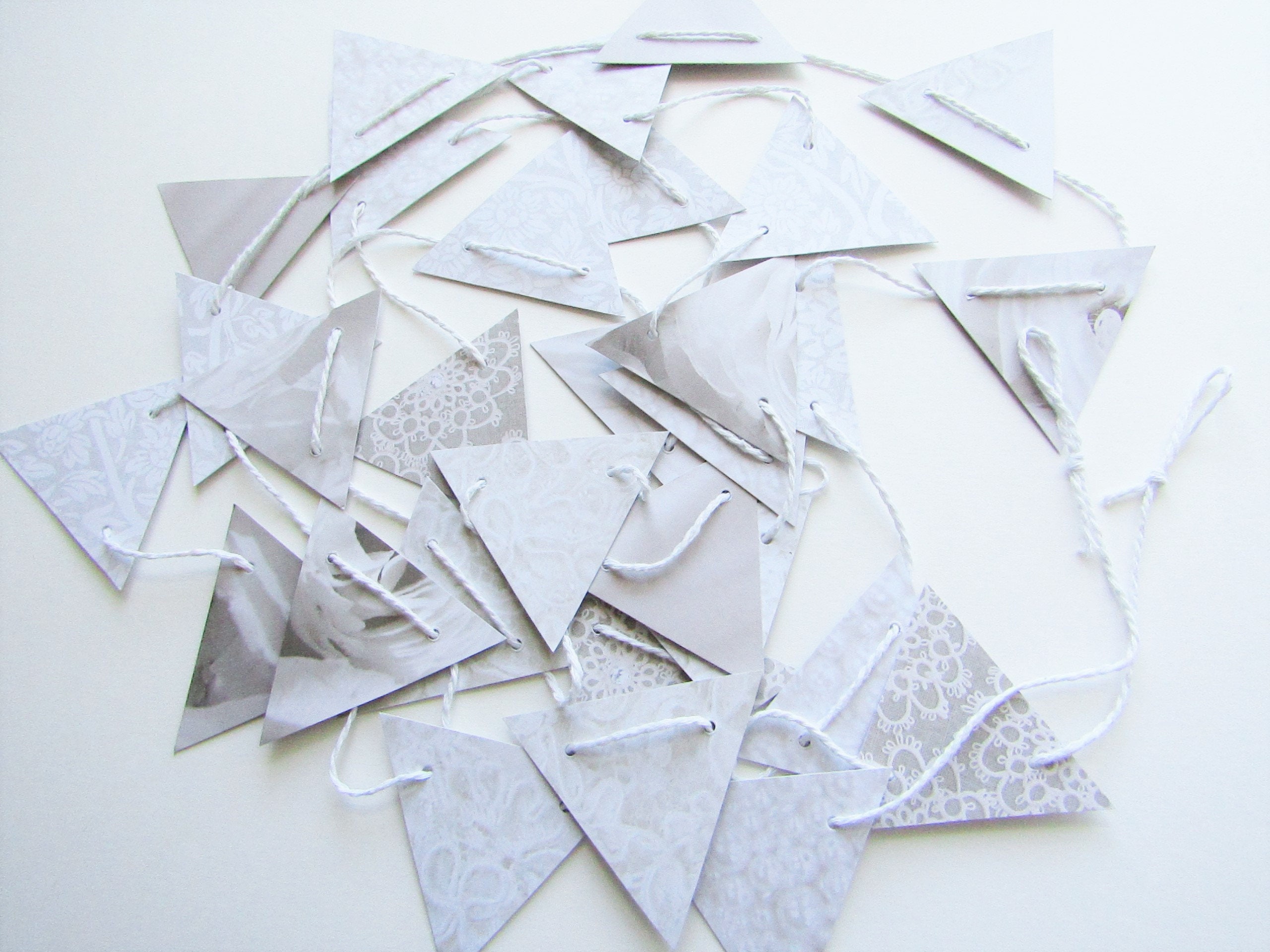 Light Grey Garland, Small Triangle Flag Garland, Shades of Grey ...