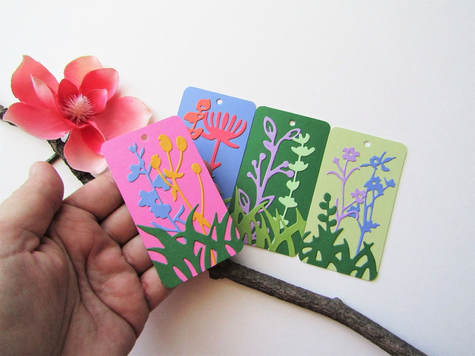 Gift Tags, 4 Rectangle Gift Tags, All Occasion Tags, Bright Colors ...