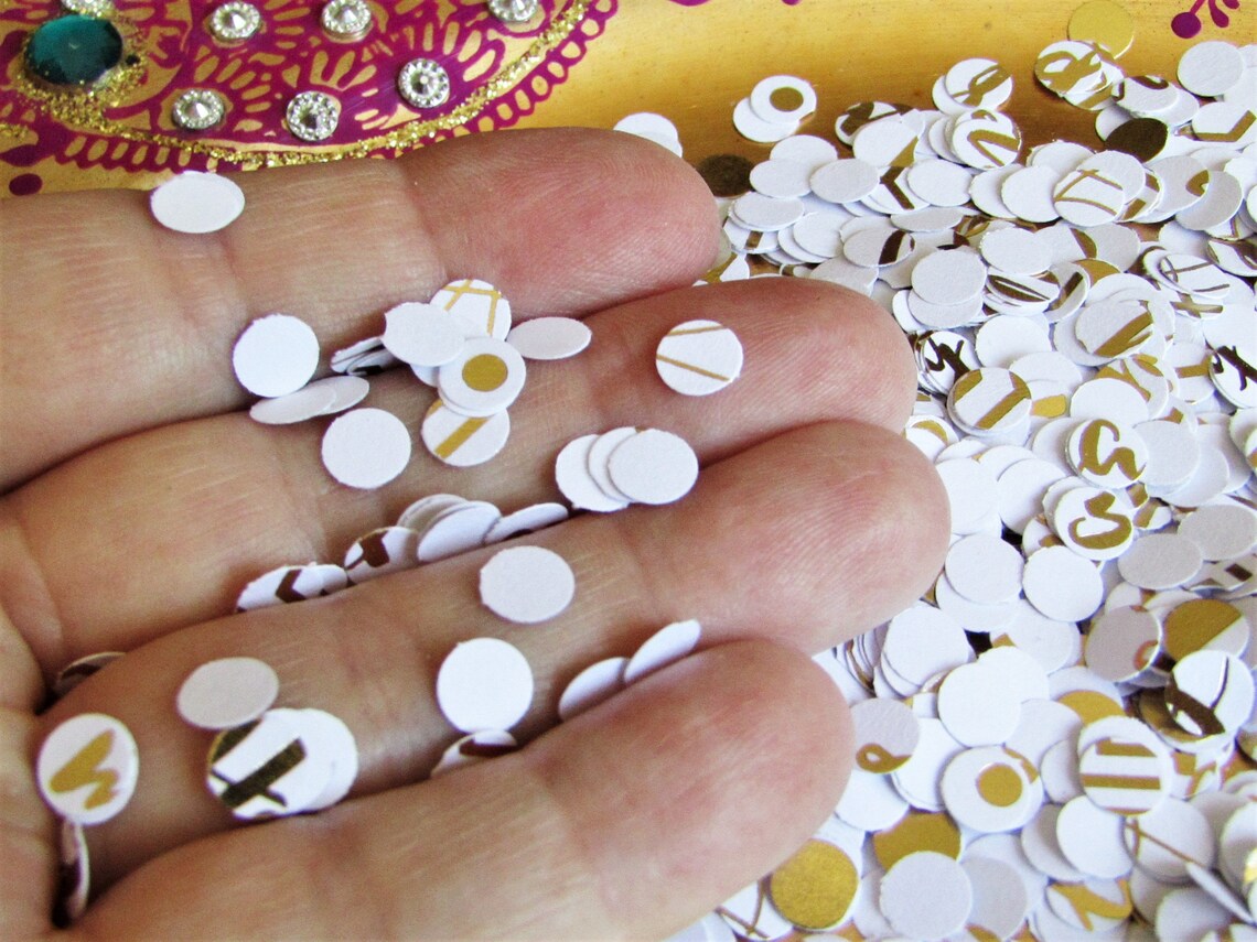 Table Confetti, White and Gold Round Confetti, Bridal Shower Decor ...