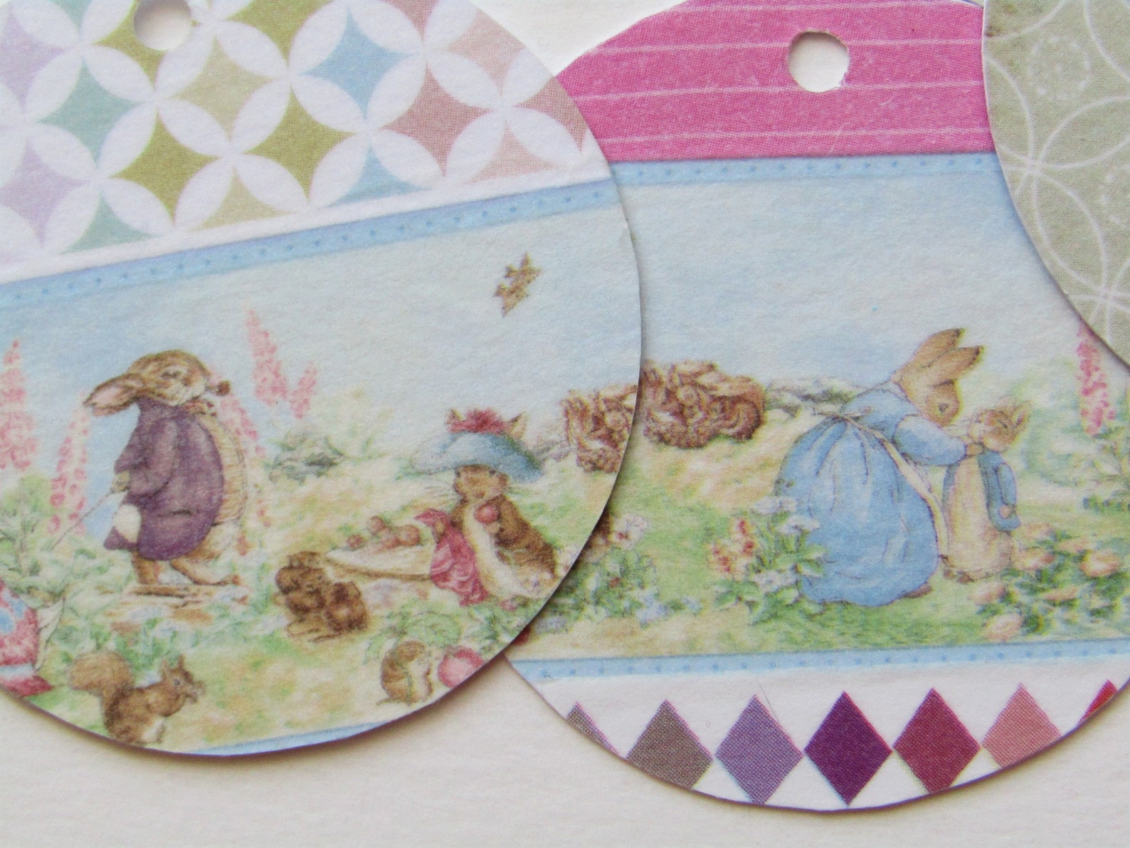 8 Round Gift Tags, Peter Rabbit Gift Tags, Pastel Colors, Children Tags ...