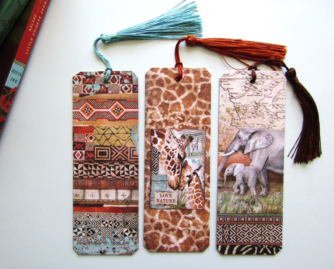 NEW Paper Bookmarks, African Theme, Elephant, Giraffe, 6 Designs ...