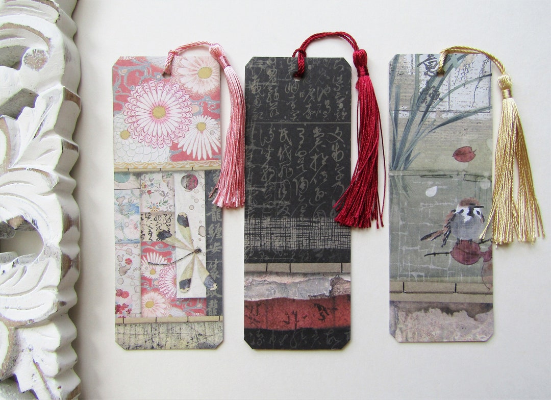Paper Bookmarks, Asian Theme, Japanese Art, Bird, Dragonfly, Paper ...