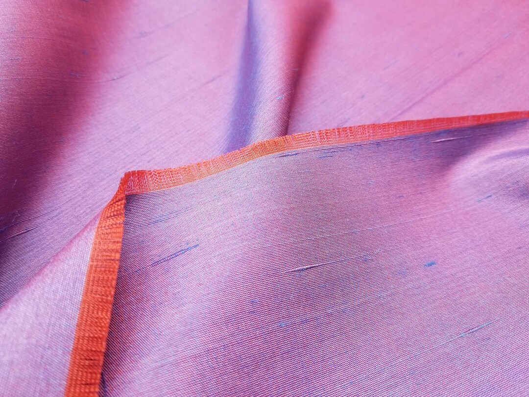 Fabric Silk Shantung 23mm Color Shading Purple/orange -by Half Yard- - Etsy