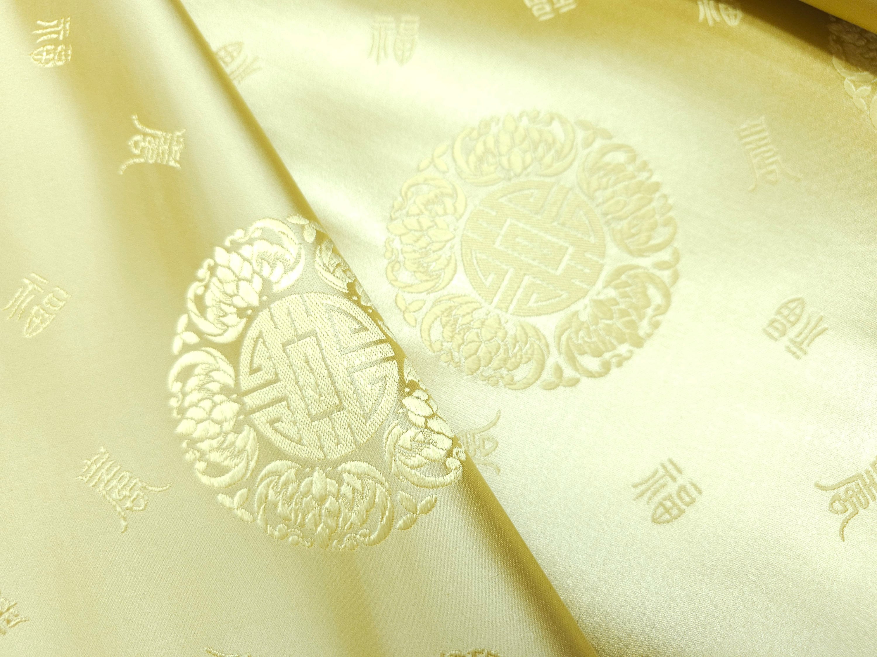 Fabric Silk Brocade Light Gold and Color Gold Medallion W/symbol by ...