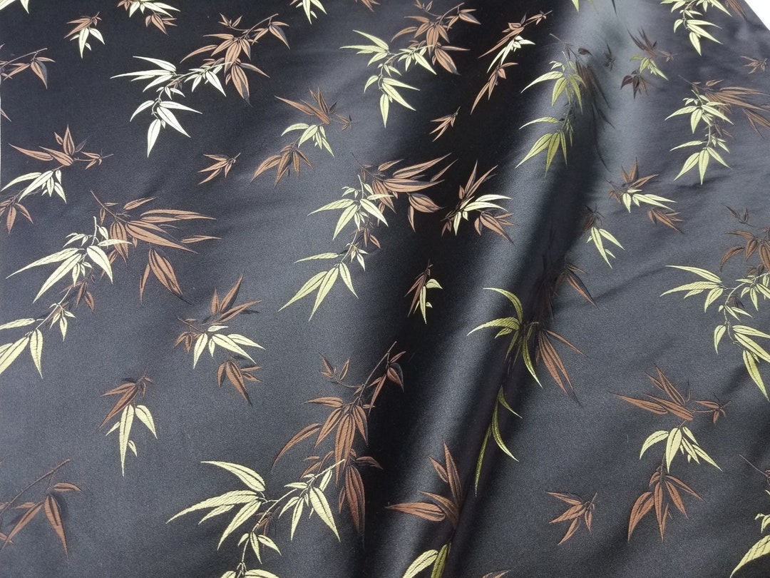 Fabric Silk Brocade Black and Gold/brown W/bamboo Chinesischer Brokat ...