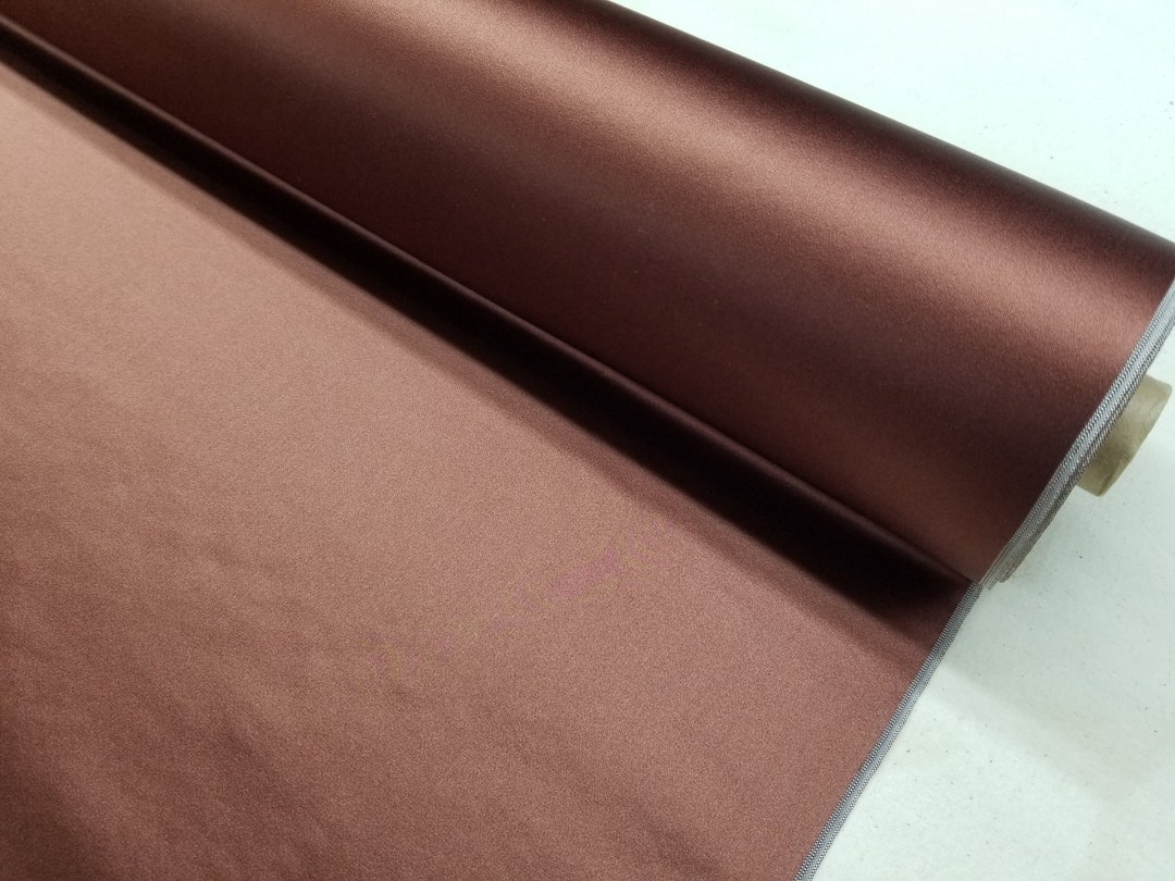 Fabric Silk Satin Brocade Plain Chocolate Brown Width 29"/ 74 Cm -by ...