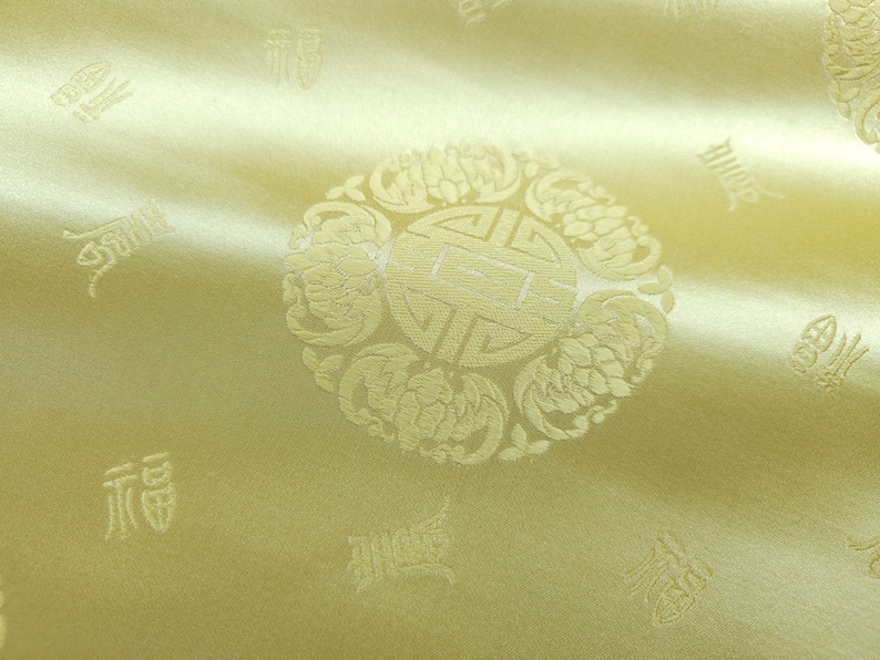 Light Gold Silk Brocade Fabric: Chinese Medallion Symbol (half Yard) - Etsy