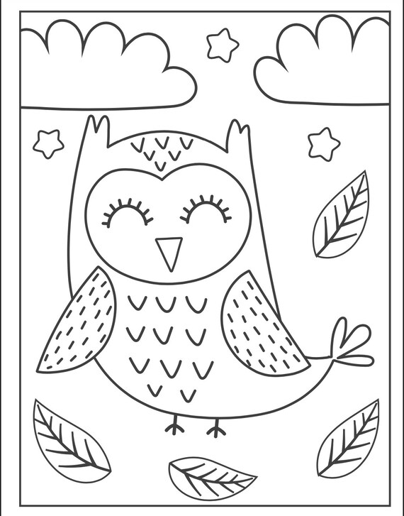 Owl Coloring Book | Etsy