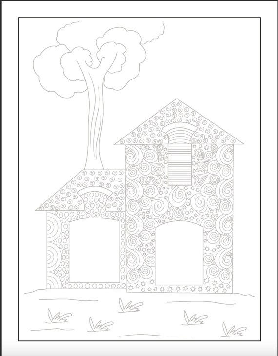 French House Coloring Pages - Etsy