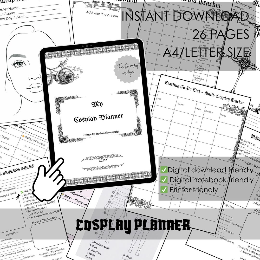 Digital Cosplay Planner - Gothic Cosplay Planner PDF | Dark Aesthetic ...