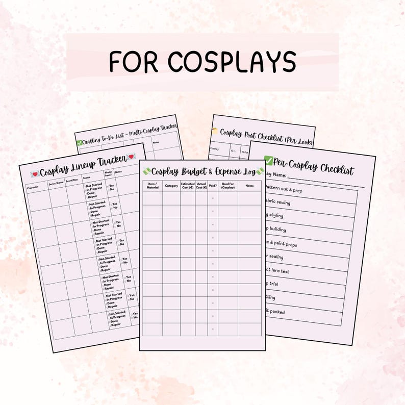 Digital Cosplay Planner – Pastel Pink Kawaii PDF | Printable Cosplay ...