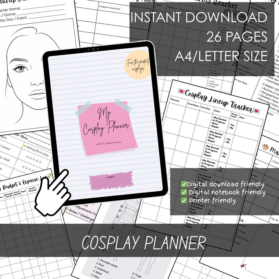 Cosplay Planner PDF – Printable White Background Version | Digital ...