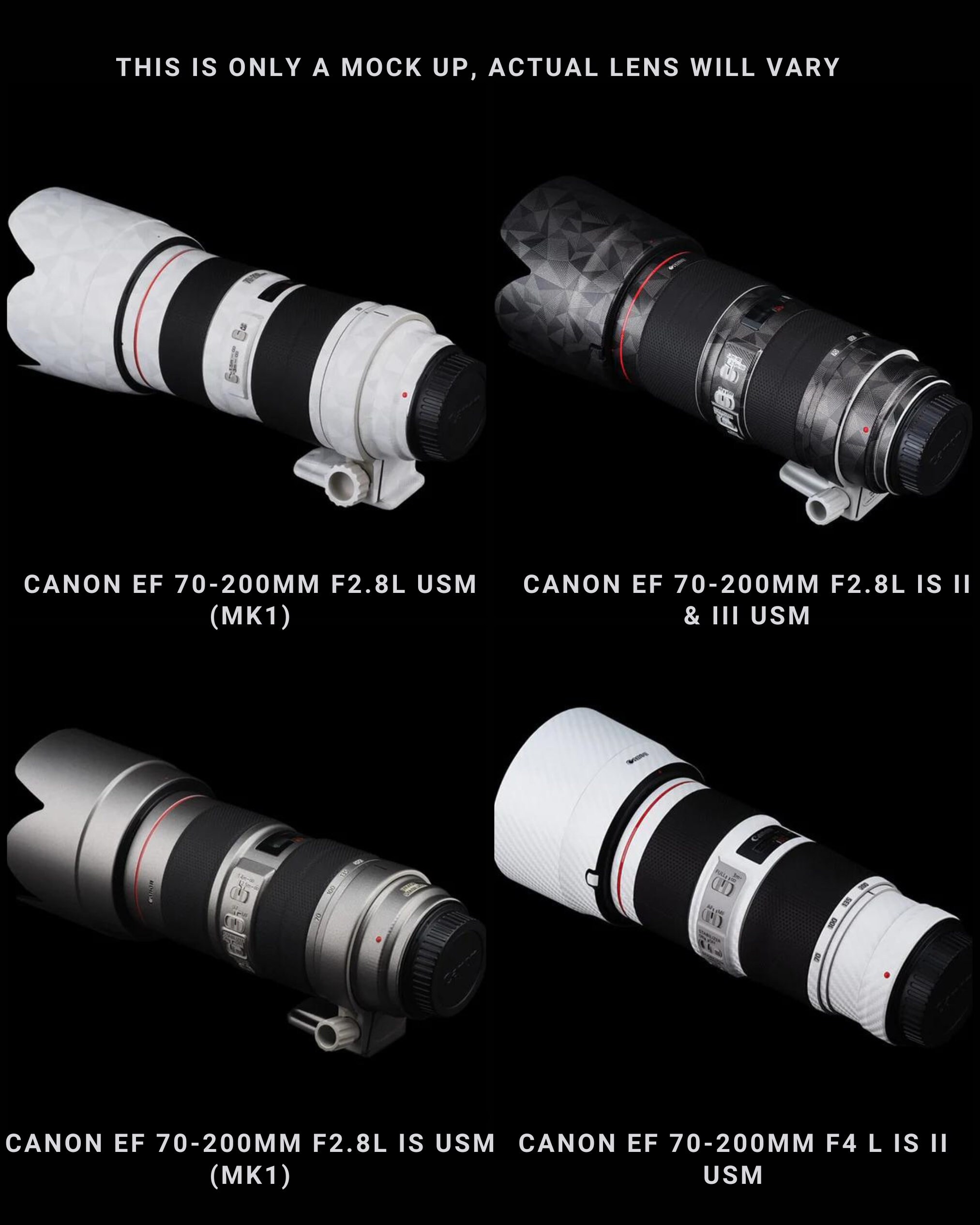 CANON EF 70-200mm, 70-300mm, 100-400mm, 200mm Lenses Camera Lens Skins ...