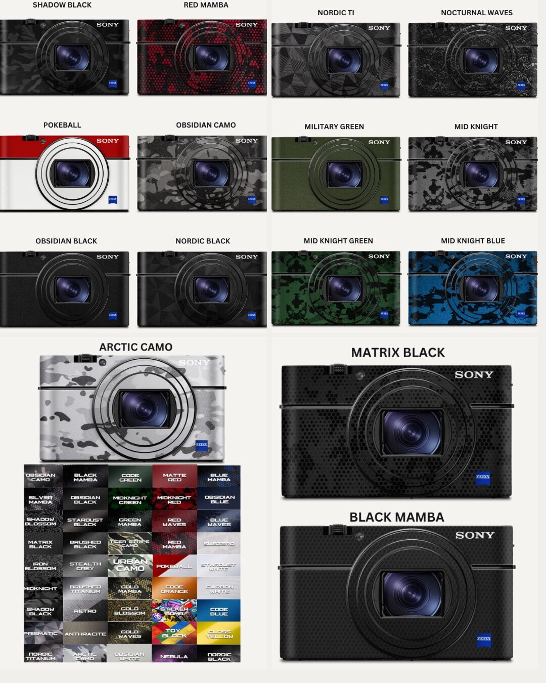 SONY RX100 V, RX100 VII, RX100 VI M6 Mirrorless Camera Skins Customized ...