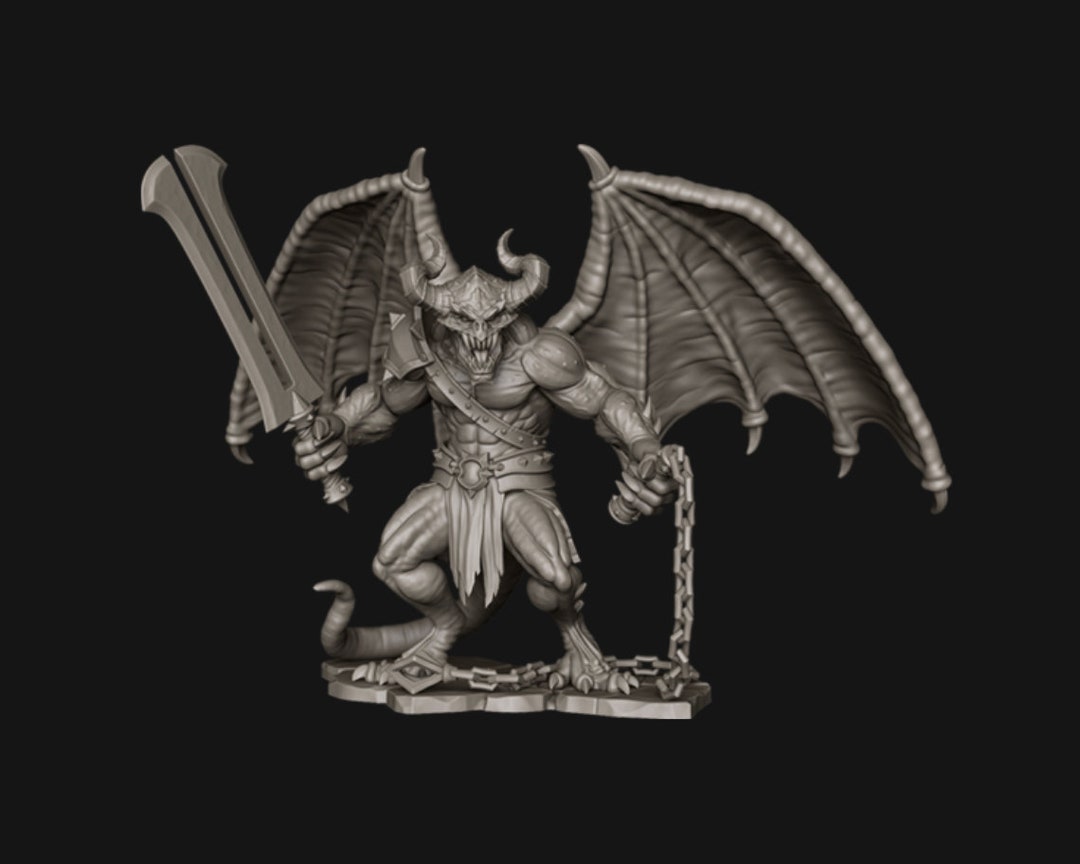 Winged Demon With Sword and Chain From Goonmaster | 3D Print Model ...