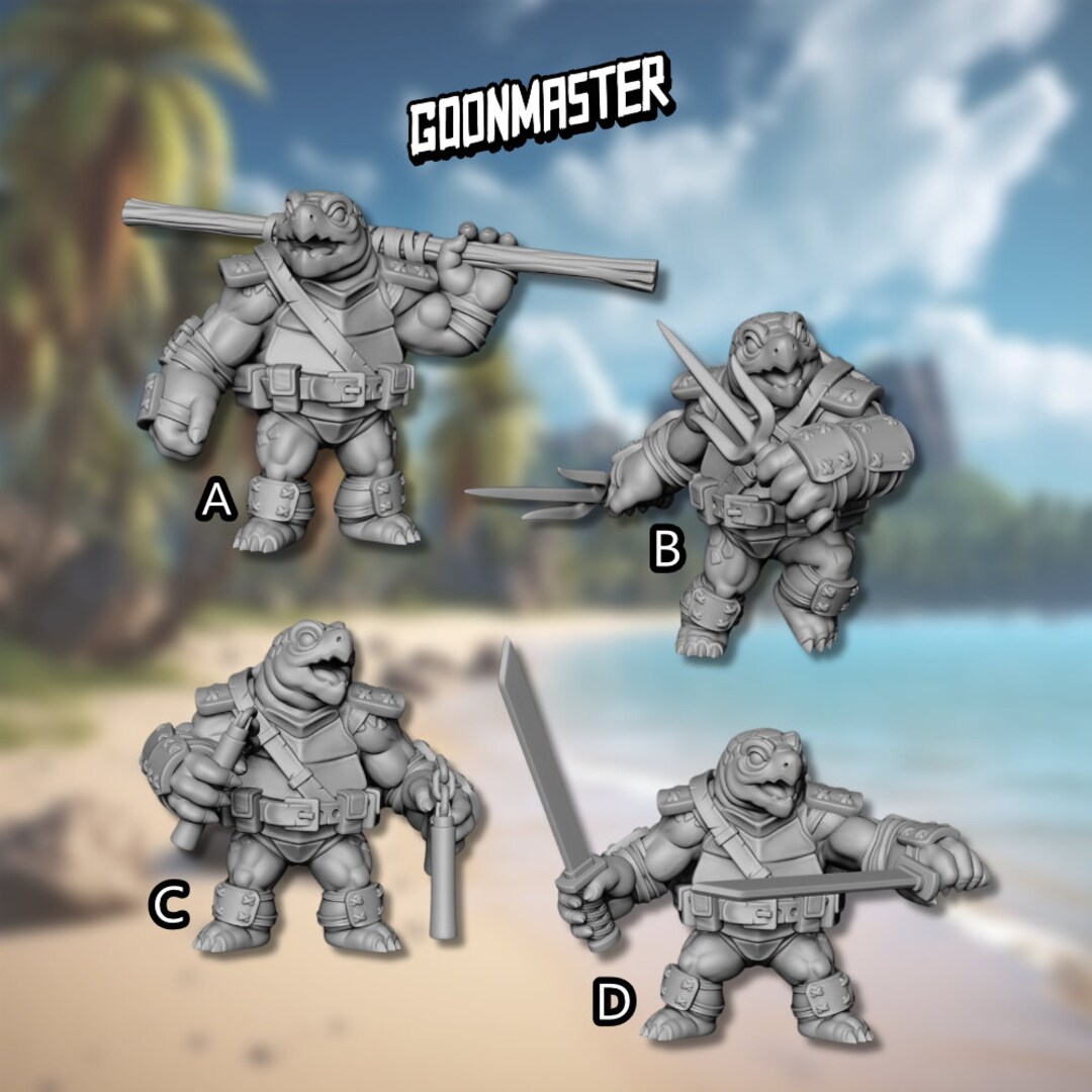 Dnd Ninja Tortle Set Turtle Warrior Animal Samurai | 28mm Miniature for ...