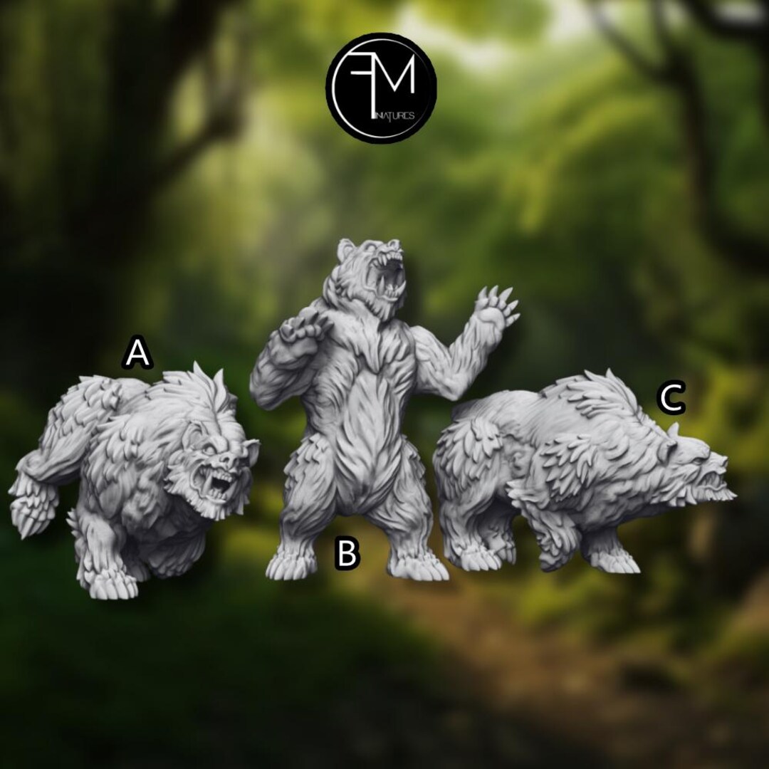 Hungry Grizzly Bears 28 Mm Black Bear Dread Bear Miniature for Dnd and ...