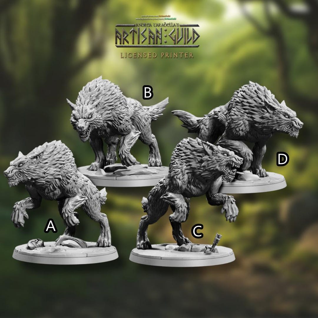 Wild Wolves Wolf Pack 28 Mm Frostwolf Dreadwolf Miniature for Dnd and ...