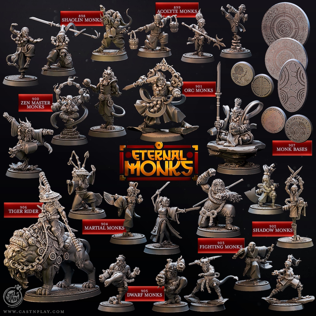 Eternal Monks Monk Monastery Bundle 28 Mm Miniatures for Dnd and Other ...