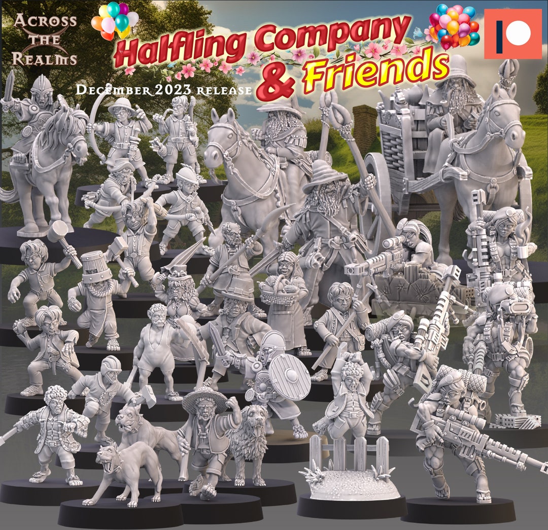Halfling Village Residents and Militia 28 Mm Miniature for Dnd and ...
