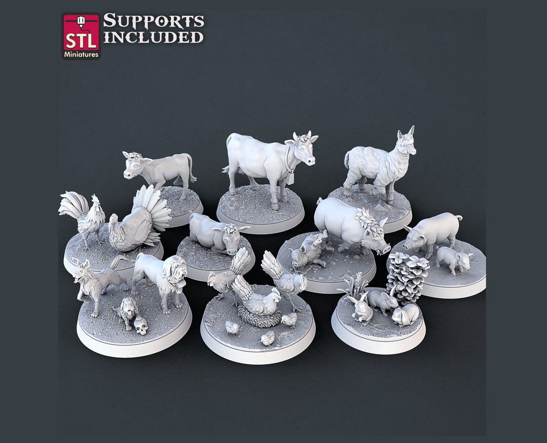 28mm Farm Animals for Dnd and Fantasy Tabletop | STL Miniatures - Etsy