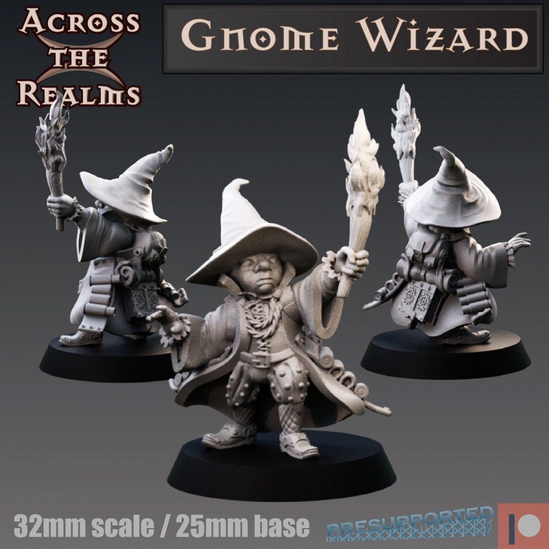 Gnome Wizard With Torch From Across the Realms 3D Print Tabletop ...