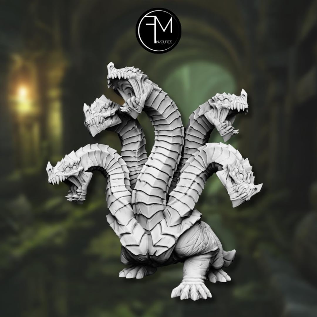 Five-headed Hydra 28 Mm Greek Mythology Monster Dragon Multiple Heads ...