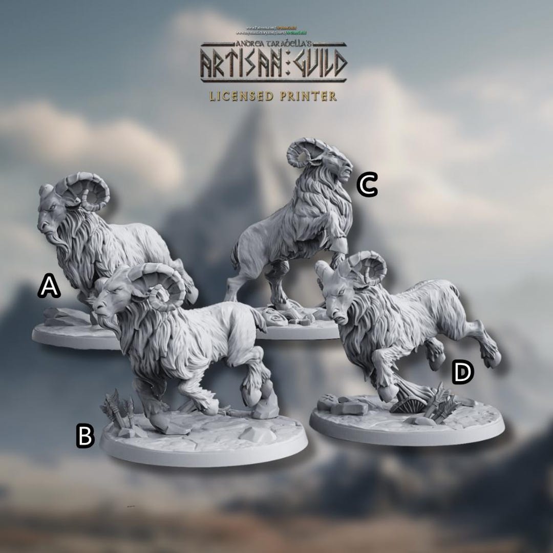 Stubborn Rams 28 Mm Mountain Goats Miniature for Dnd and Tabletop ...