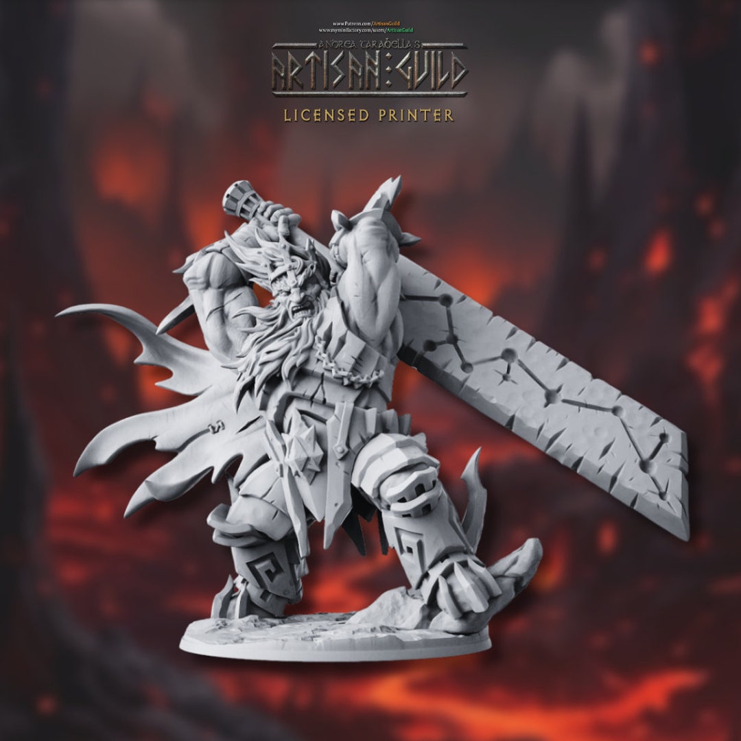 Angry Fire Giant Jotunn With Two Handed Magma Sword Large - Etsy