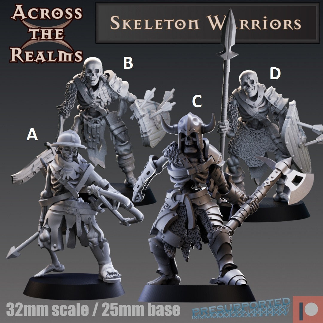 ARMORED SKELETONS From Across the Realms 3D Print Tabletop Rpg Undead ...