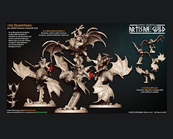 Vampire Warrior on Giant Bat Mount Miniature From Artisan | Etsy